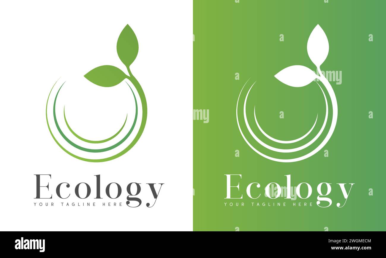 Ecology Logo Design Eco Friendly Logotype Leaf with Circle Green Nature ...