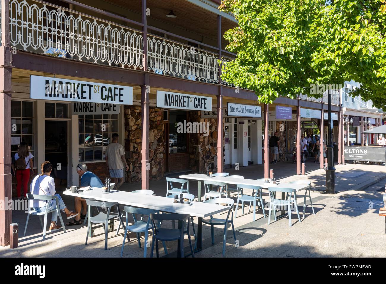 Mudgee town centre and market street Cafe coffee shop, New South Wales ...