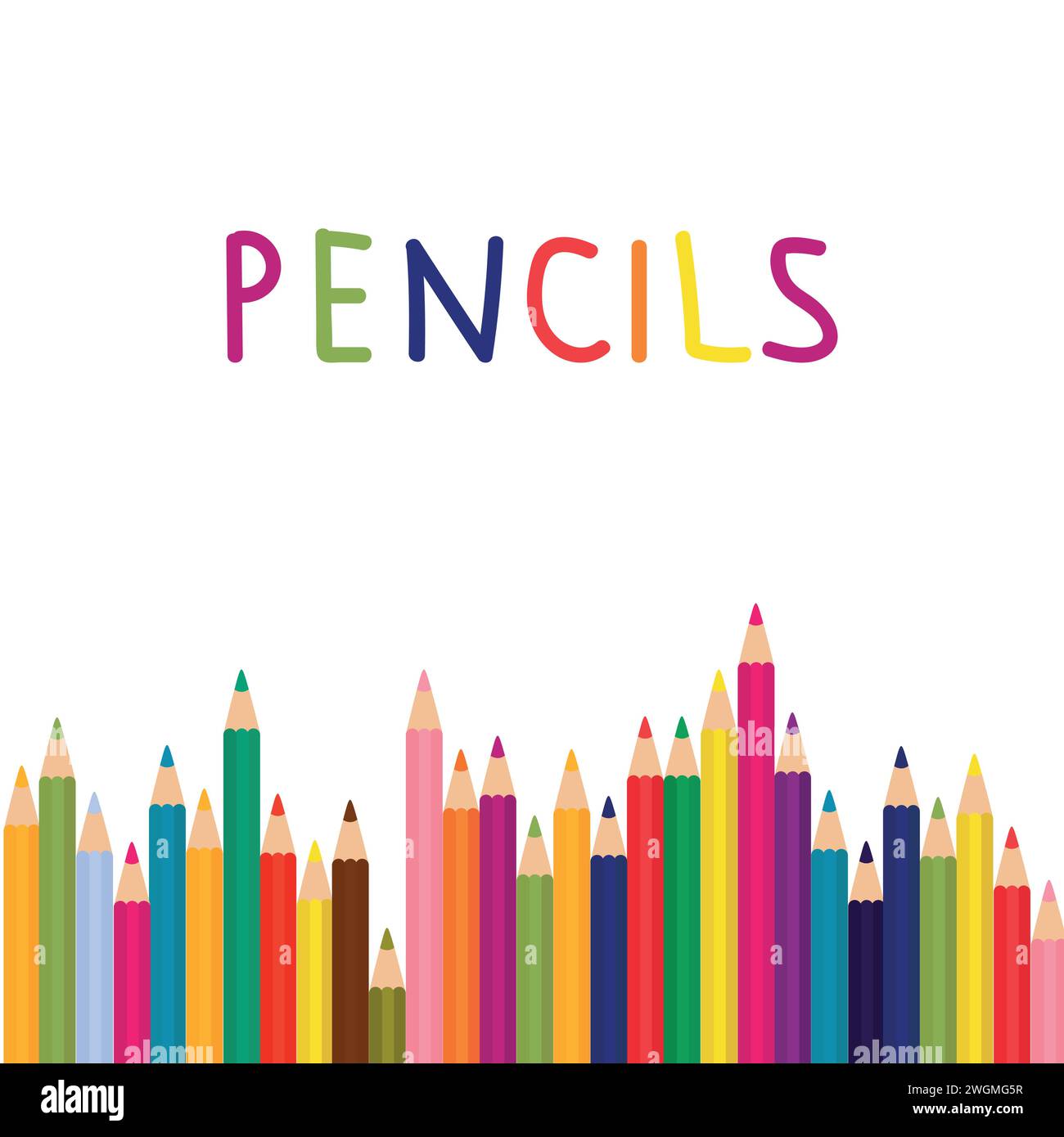 Colored pencils background. Colorful banner with pencils set. Vector ...