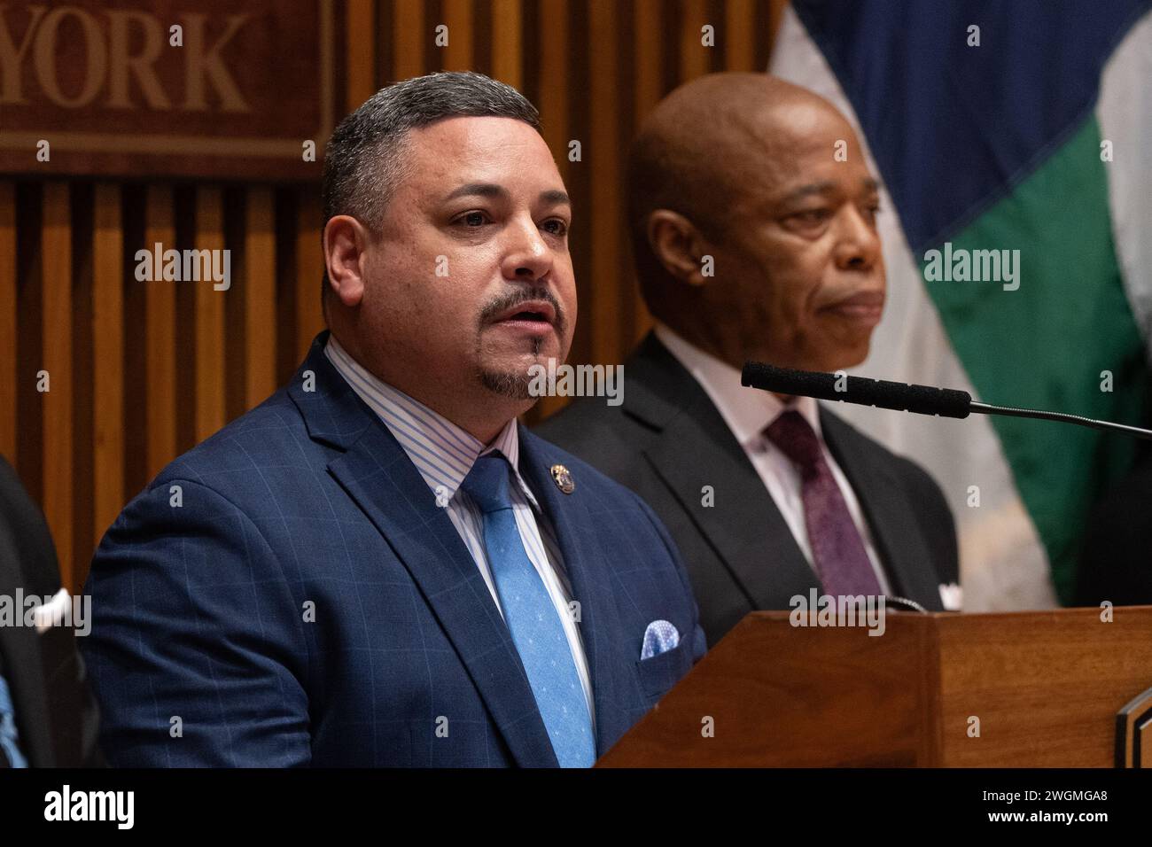 New York, USA. 05th Feb, 2024. Police Commissioner Edward Caban speaks ...
