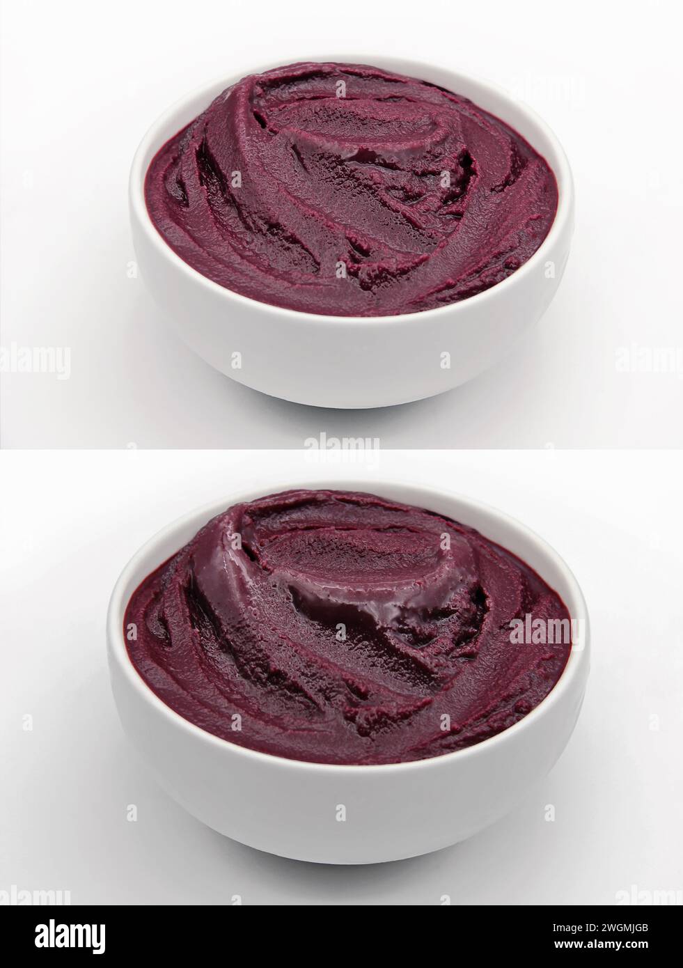 BOWL OF ACAI CREAM AMAZON FRUIT ON ISOLATED WHITE BACKGROUND Stock ...