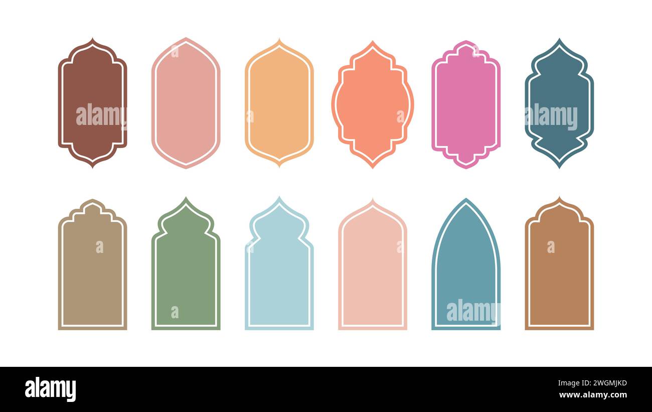 Collection of oriental style Islamic windows and arches with modern ...