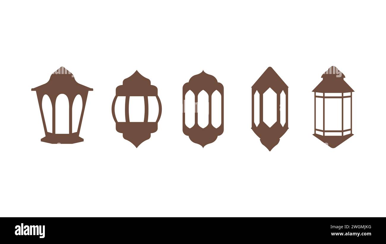 Ramadan vintage lantern collection icon. symbol of antique Muslim lamp ...