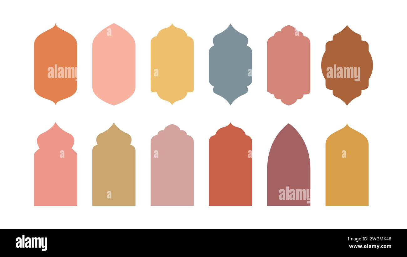 Collection of oriental style Islamic windows and arches with modern ...