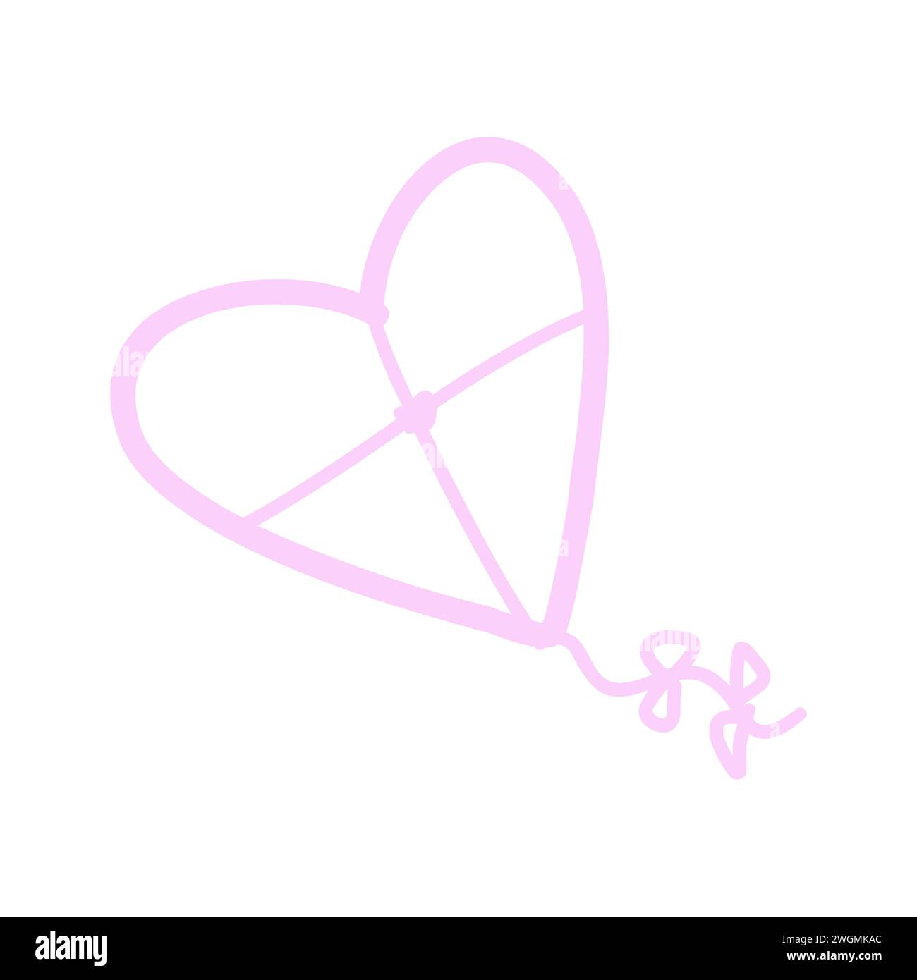 Pink Doodle Kite Heart Icon Stock Vector Image & Art - Alamy