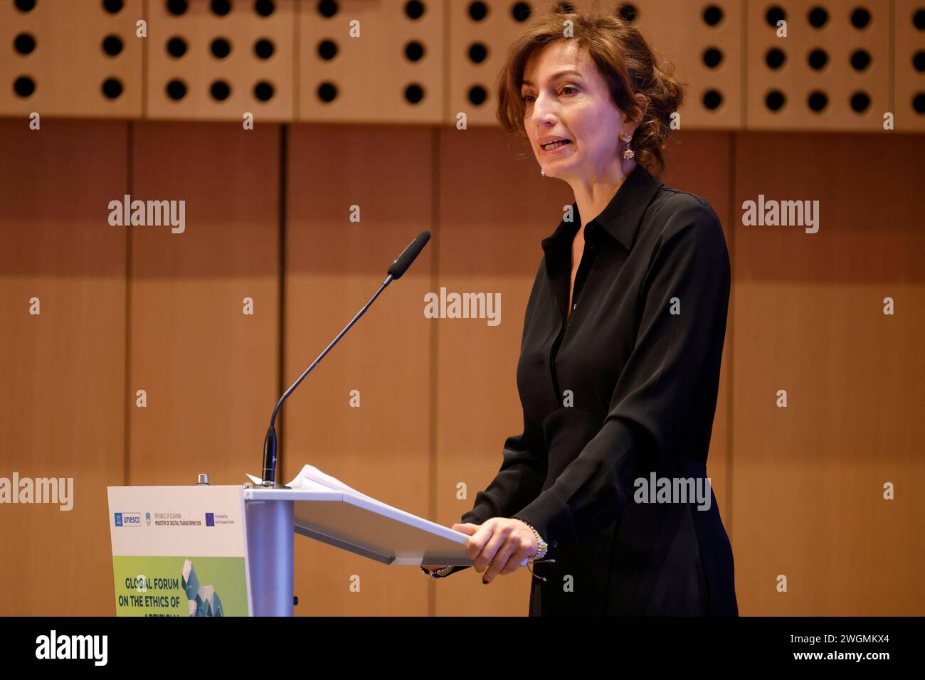 Kranj, Slovenia. 05th Feb, 2024. Audrey Azoulay, Director-General of ...