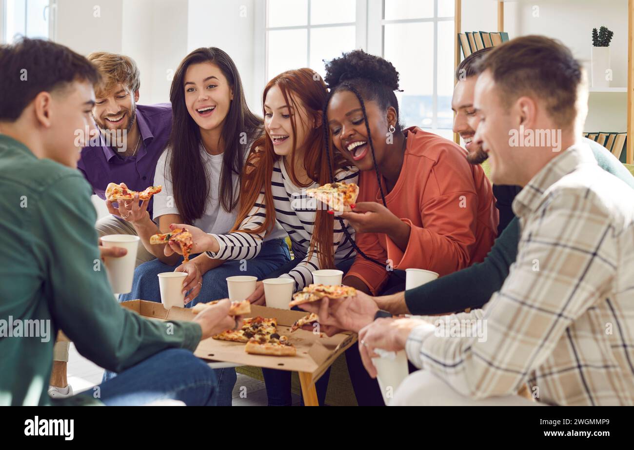 Pizza Party Fun at Home with Friends Stock Photo - Alamy