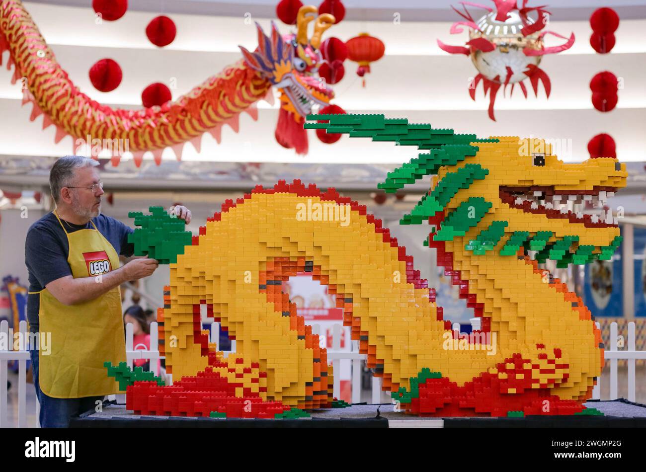 Richmond, Canada. 5th Feb, 2024. Lego model maker Robin Sather makes ...