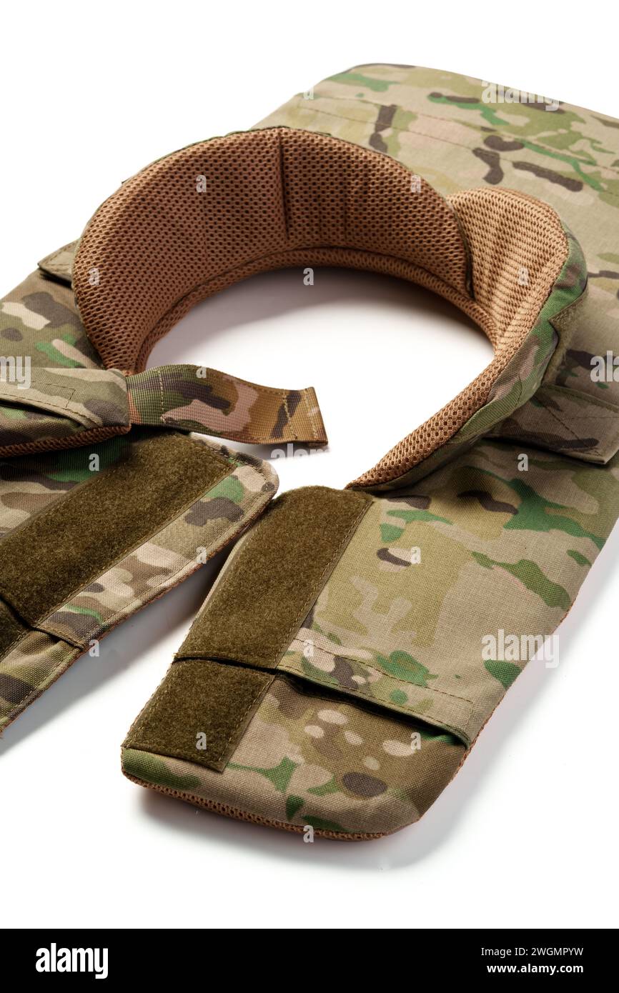Tactical neck protection module isolated on white Stock Photo - Alamy