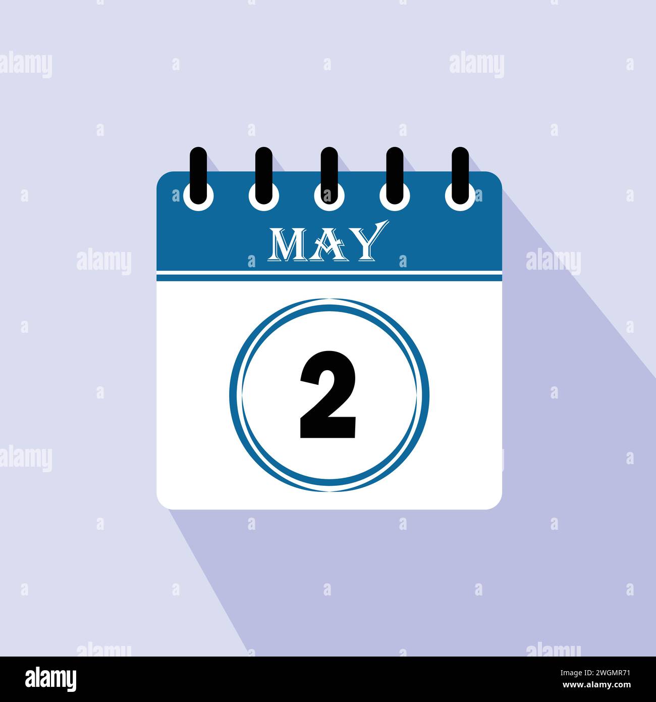Icon calendar day - 2 May. 2nd days of the month, vector illustration ...