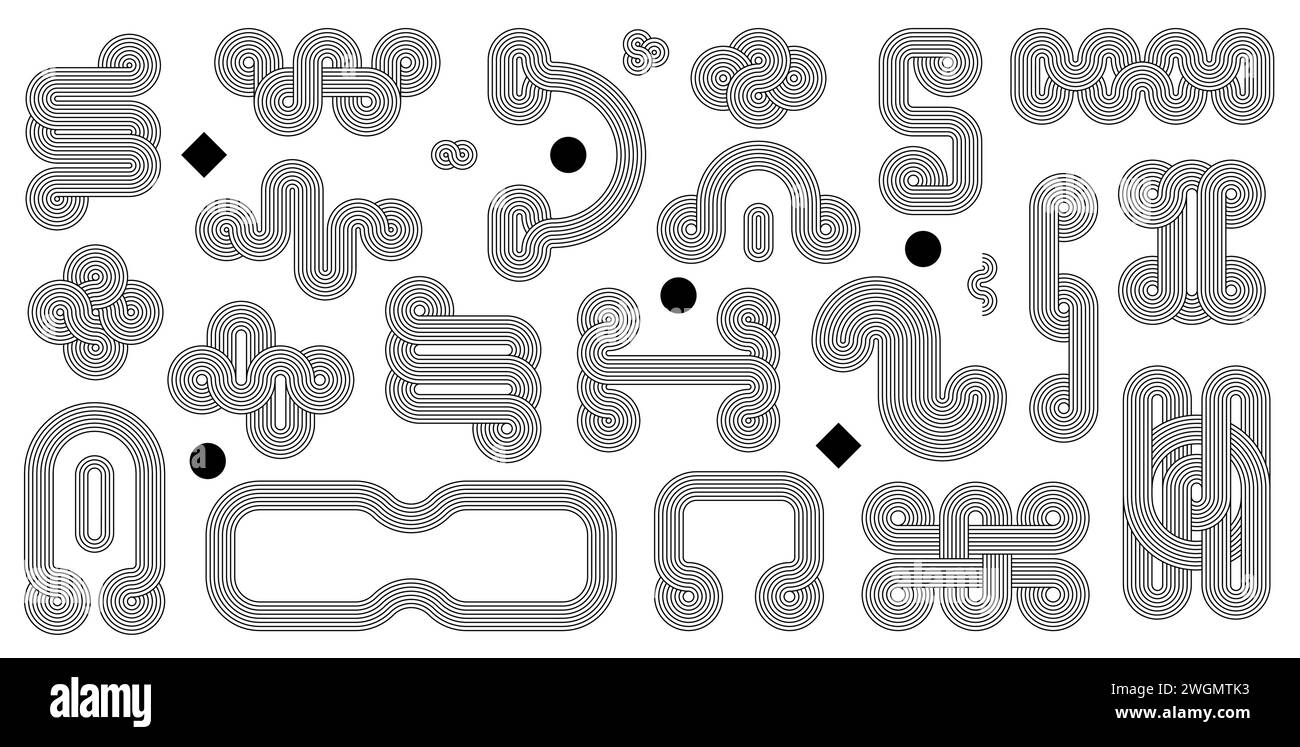 Geometric line zen arch patterns, nordic figures and stroke shapes ...