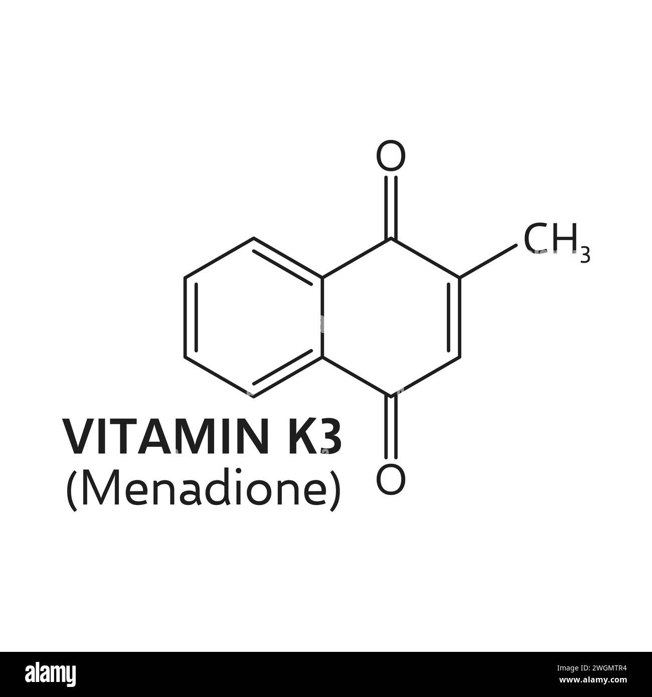 Vitamin k3 or menadione molecular formula c11h8o2. Isolated vector ...