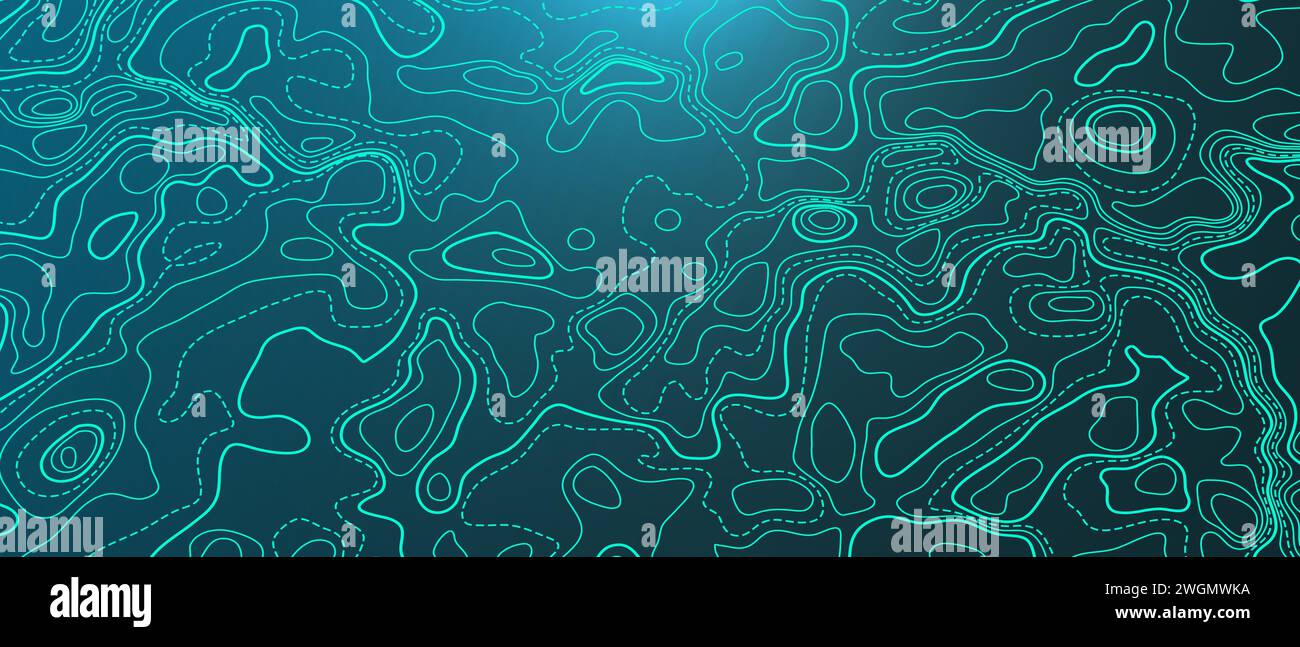 Ocean bottom topographic line map curvy wave isolines vector ...