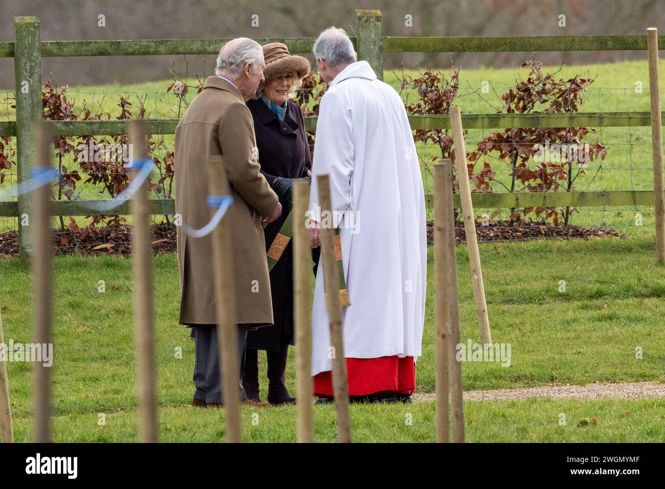 Pic dated Feb 4th shows King Charles and Queen Camilla at church in ...