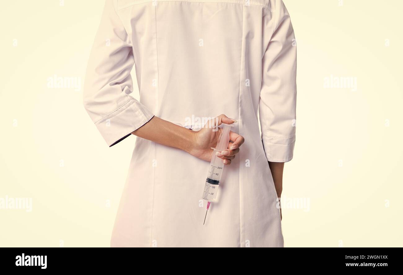cropped view of medical doctor do injection with syringe isolated on ...