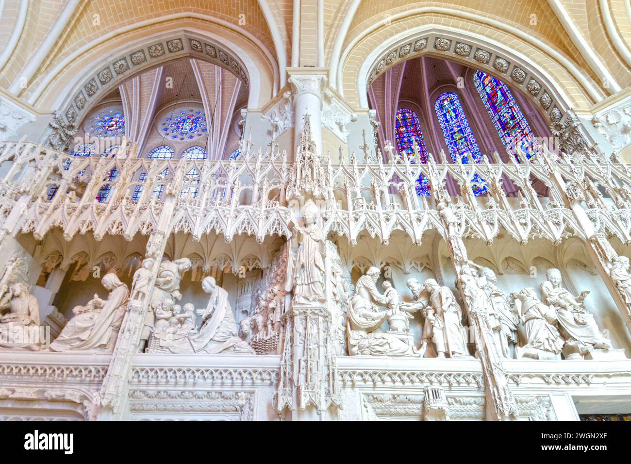 Cathedral of Our Lady of Chartres, France, choir wall sculpture, gothic ...