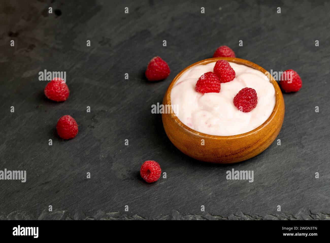 fresh yogurt with raspberry flavor, milk yogurt with raspberry flavor ...