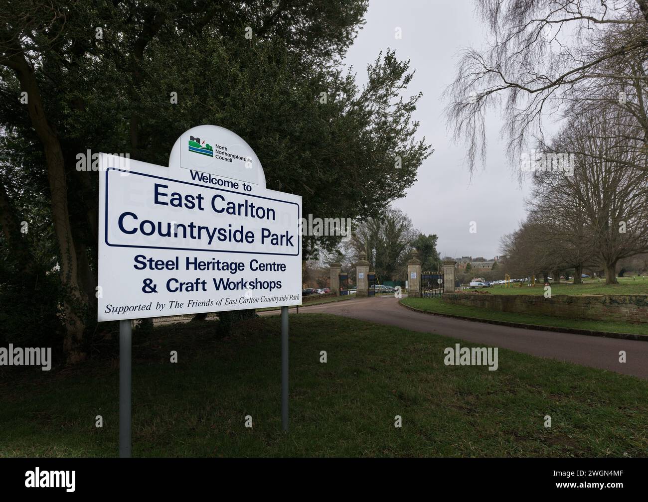 Entrance to East Carlton Countryside Park, Corby, England Stock Photo ...