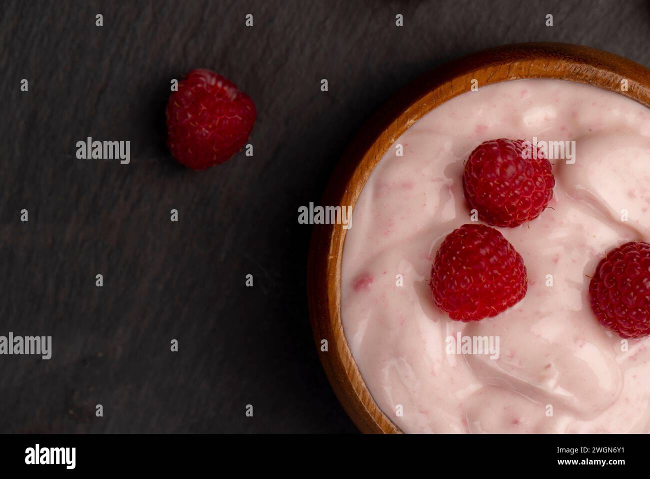 fresh yogurt with raspberry flavor, milk yogurt with raspberry flavor ...