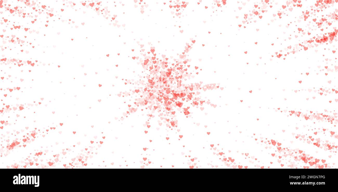 Heart confetti valentine overlay. Red hearts scattered on white ...