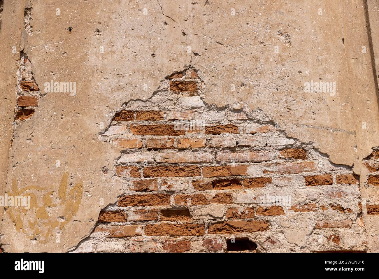 red brick ruins , damaged red bricks from the wall of an ancient ...