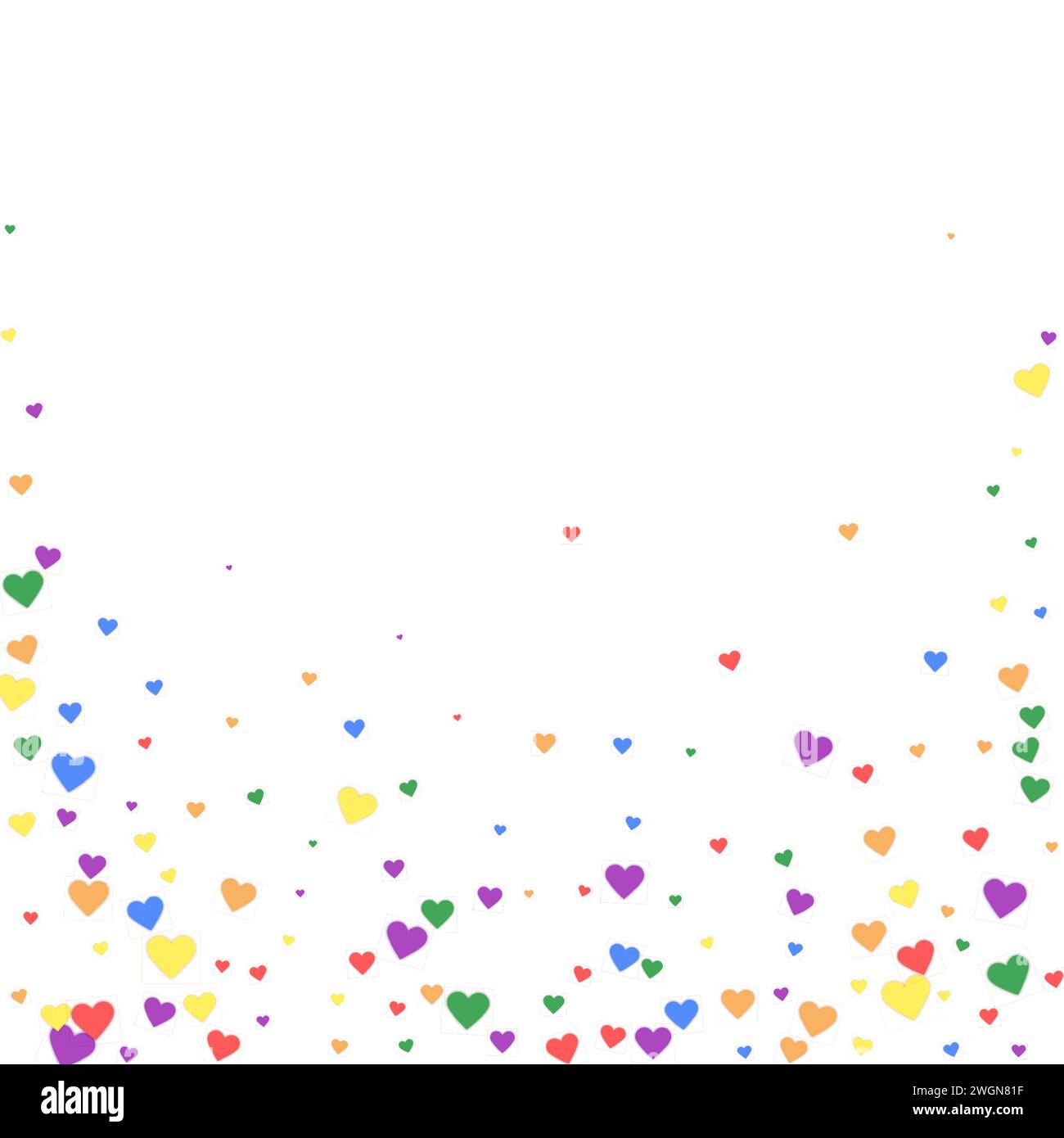 Flying hearts for valentine's day. Rainbow colored scattered hearts ...