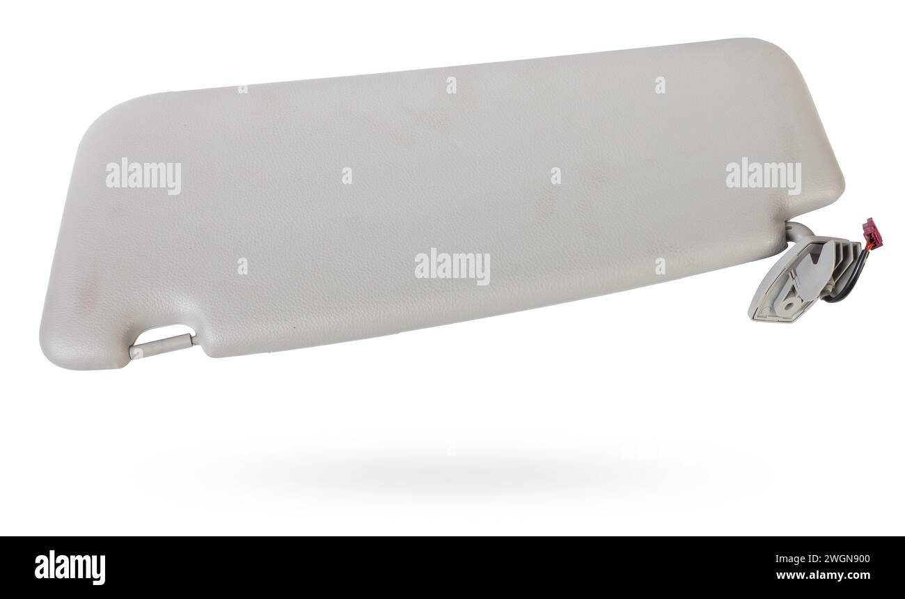 Car visor interior. auto grey sun visor with mirror on white isolated ...