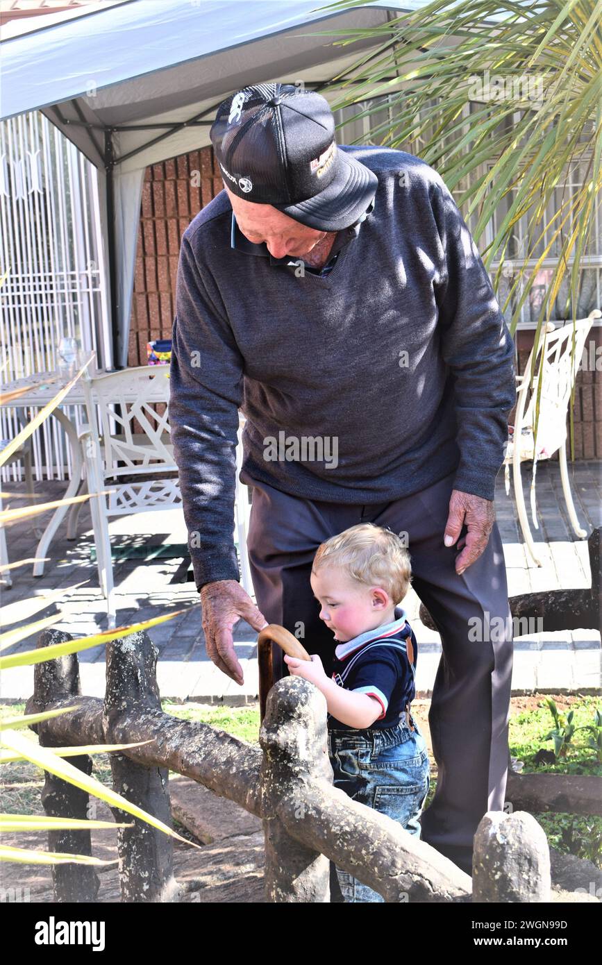 Great Grandpa and Grandson Stock Photo - Alamy