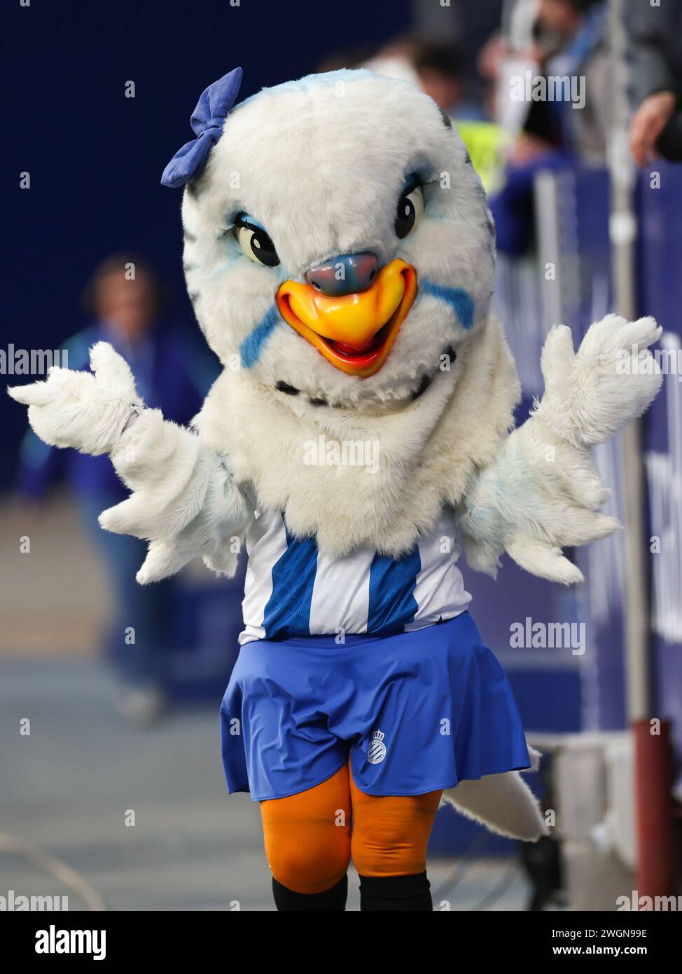 Mascot of RCD Espanyol during the Spanish La liga Hipermotion football ...
