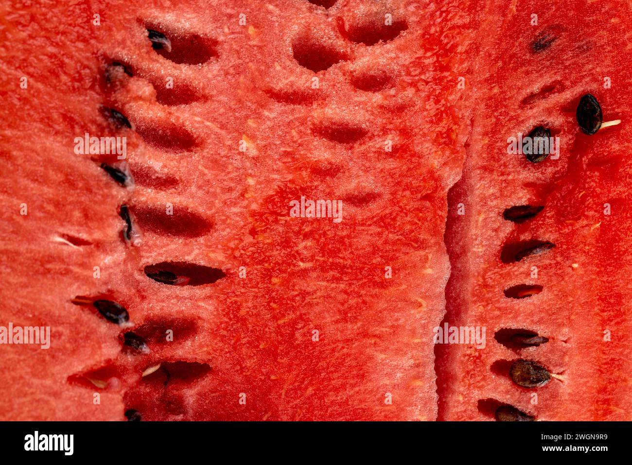 red and juicy pulp of ripe watermelon close-up, red fresh pulp of ripe ...