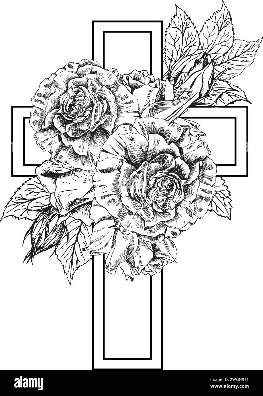 Modern condolences card with sketch of roses flowers. Memories and ...