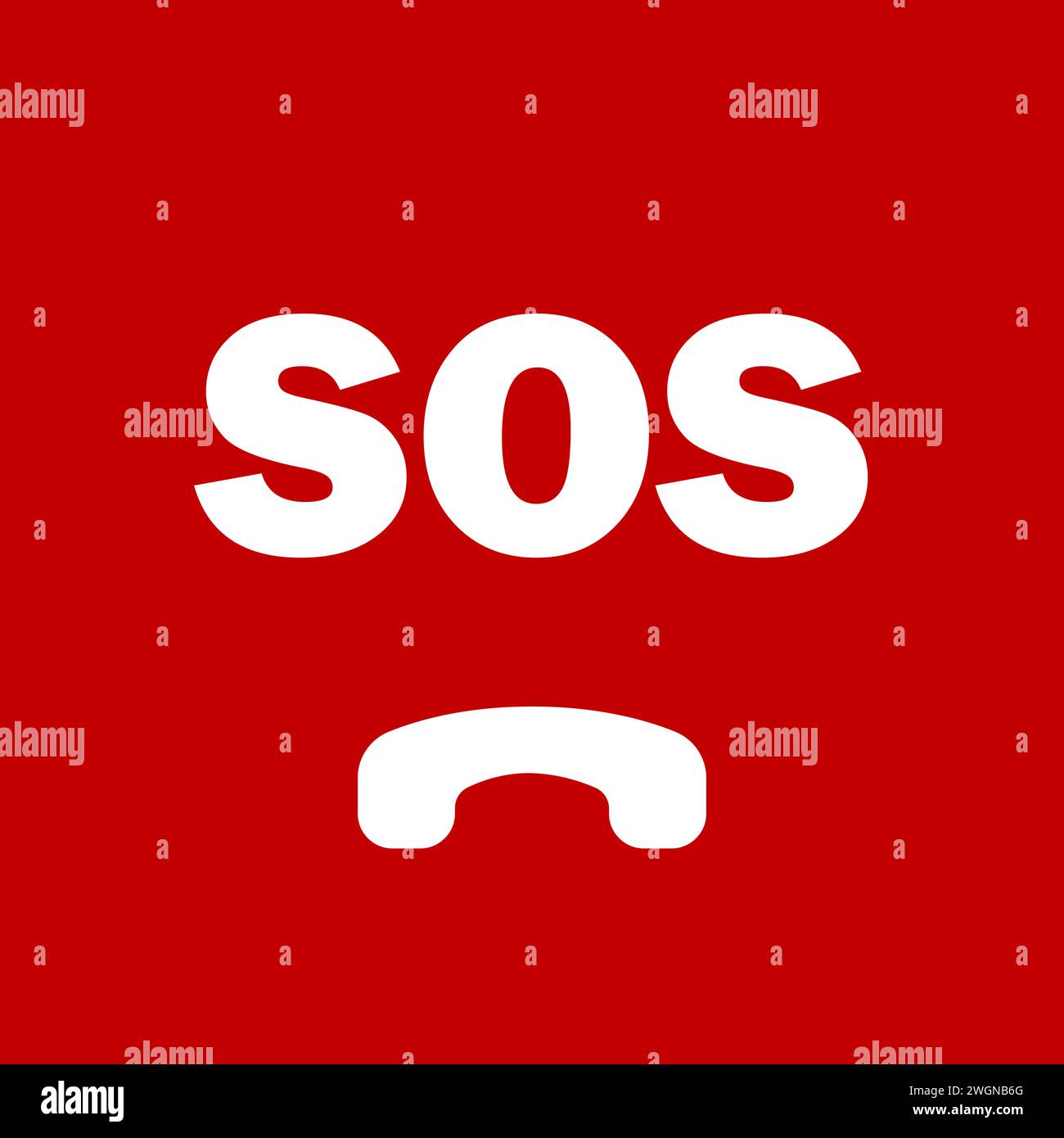 SOS abbreviation and phone icon on red background Stock Photo - Alamy