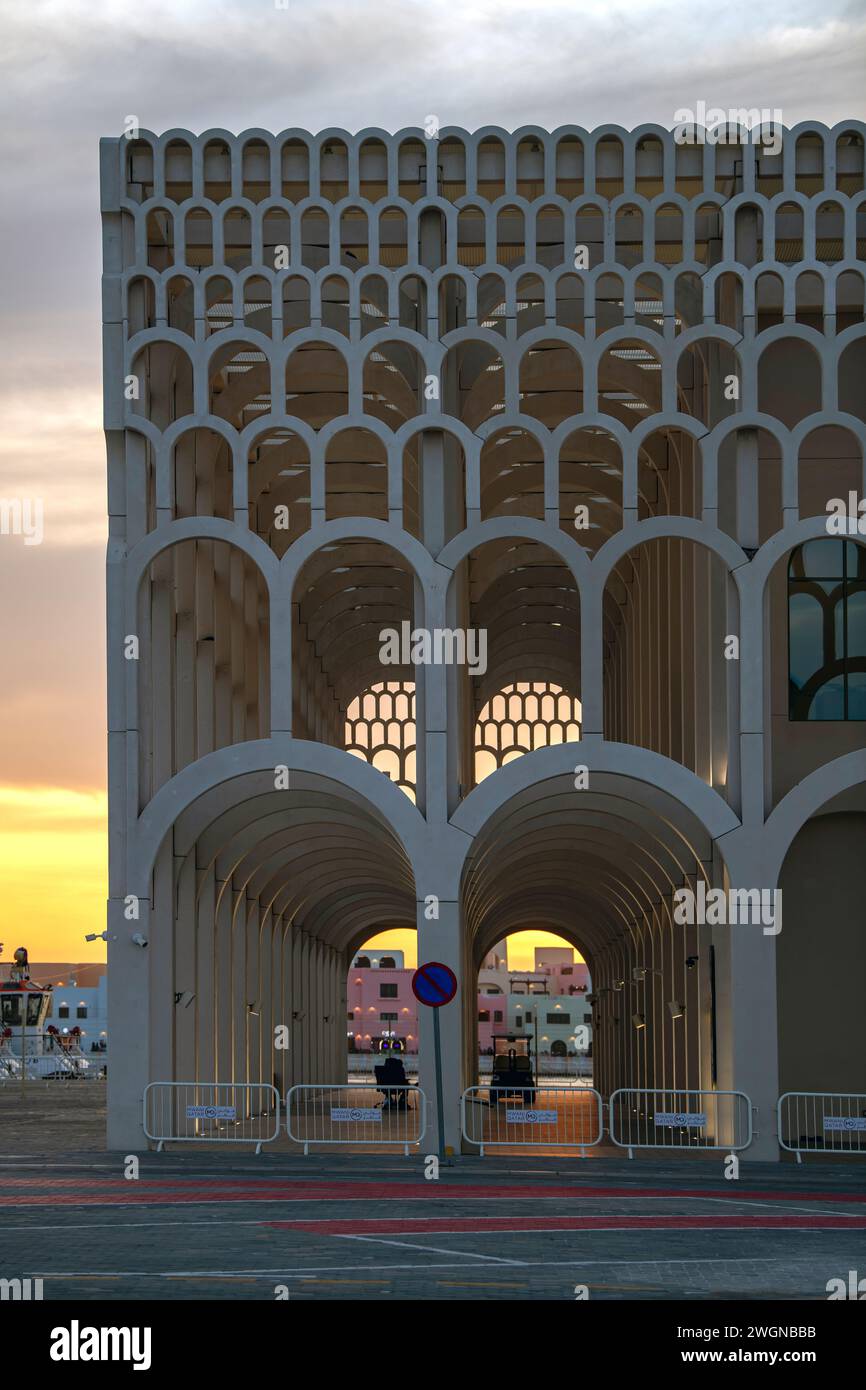 Doha, Qatar - January 29, 2024: Doha Cruise terminal Mina Port Doha ...