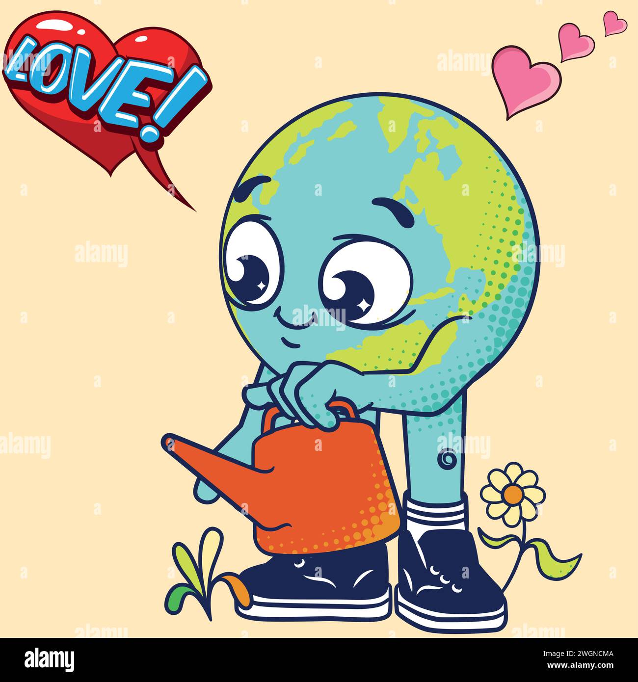 earth day cartoon pop art style Stock Vector Image & Art - Alamy
