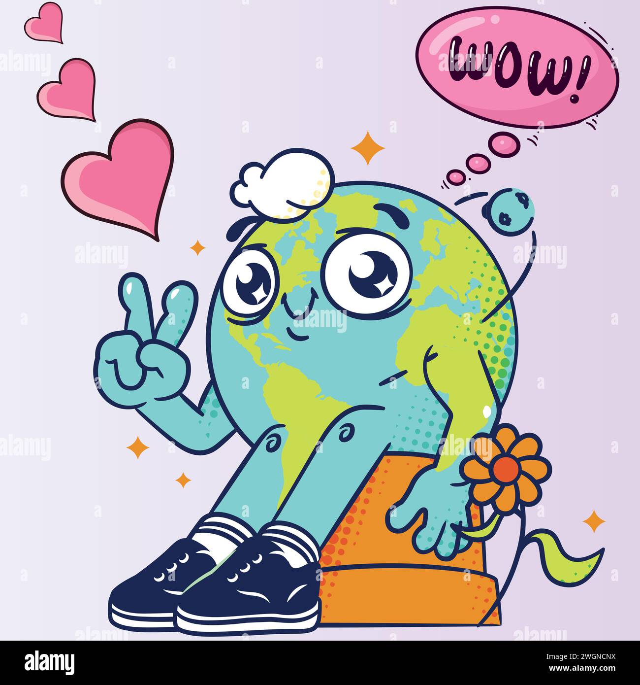 earth day cartoon pop art style Stock Vector Image & Art - Alamy