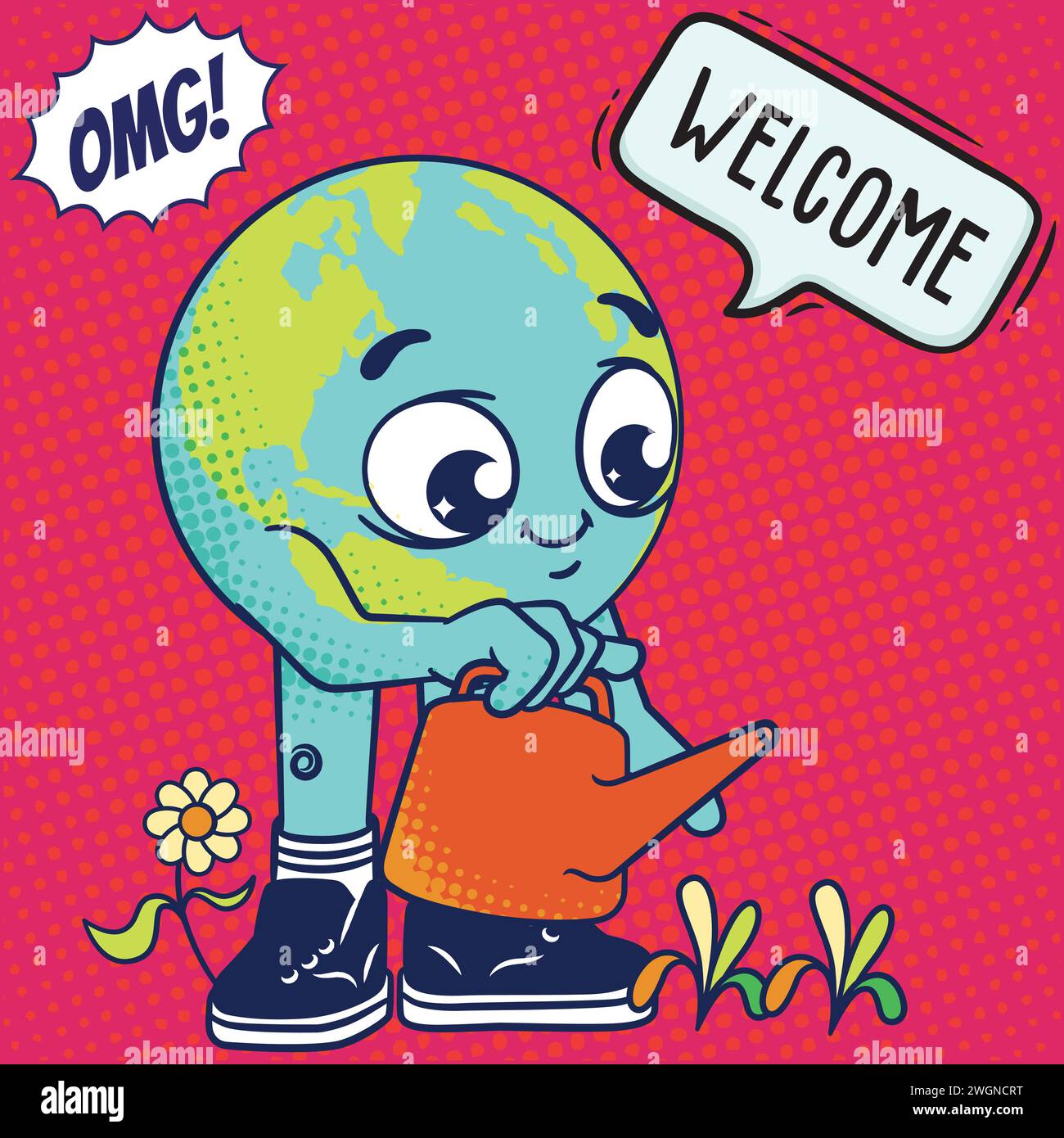 earth day cartoon pop art style Stock Vector Image & Art - Alamy