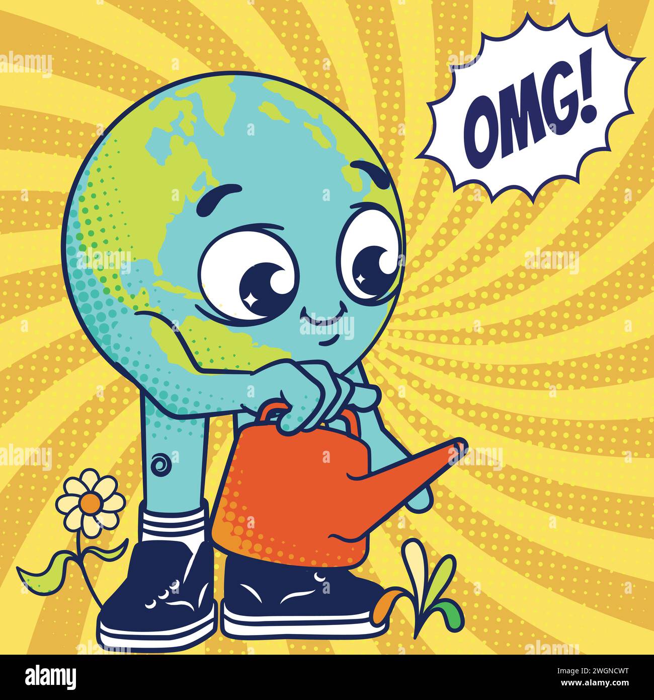 earth day cartoon pop art style Stock Vector Image & Art - Alamy