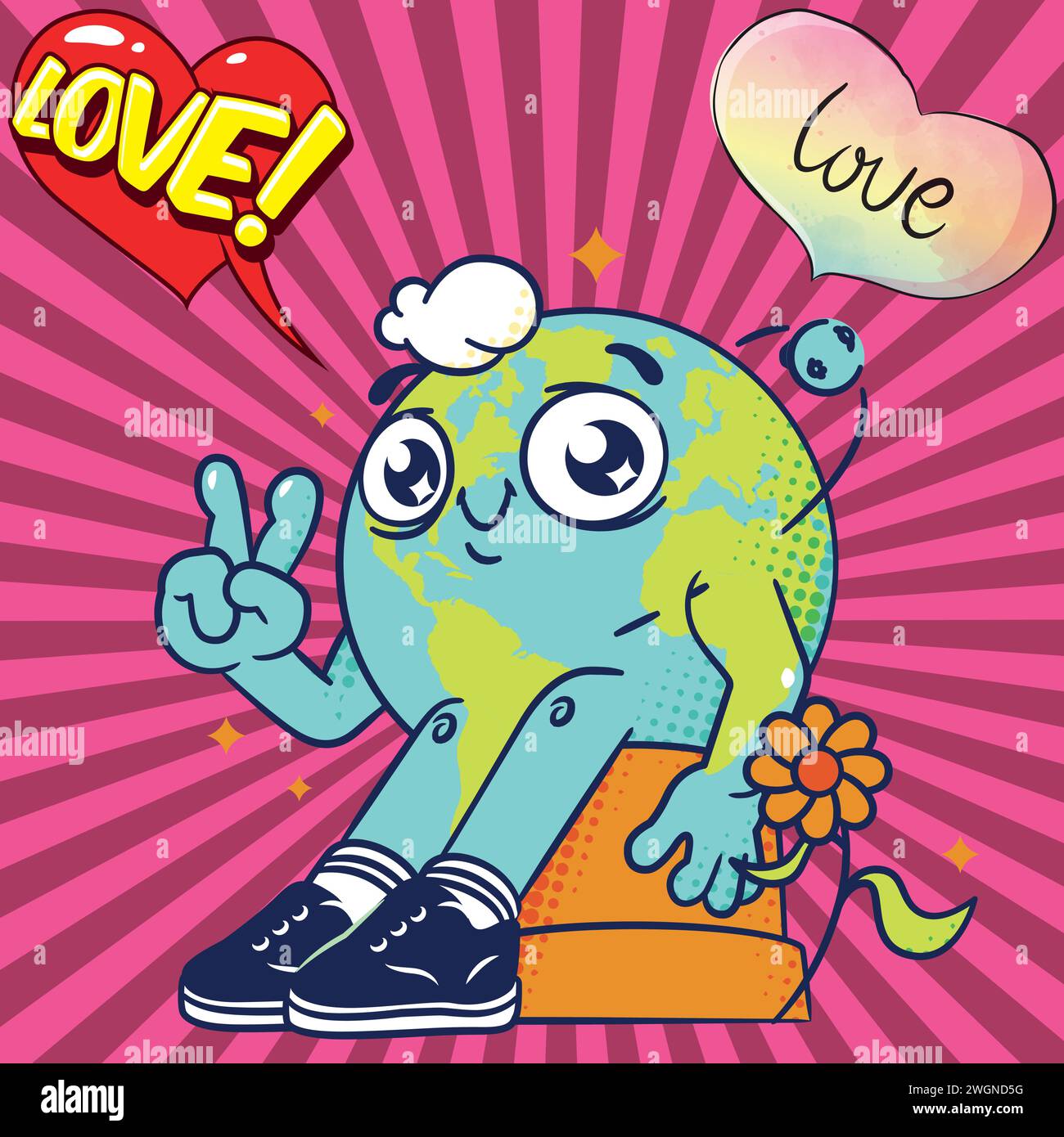 earth day cartoon pop art style Stock Vector Image & Art - Alamy