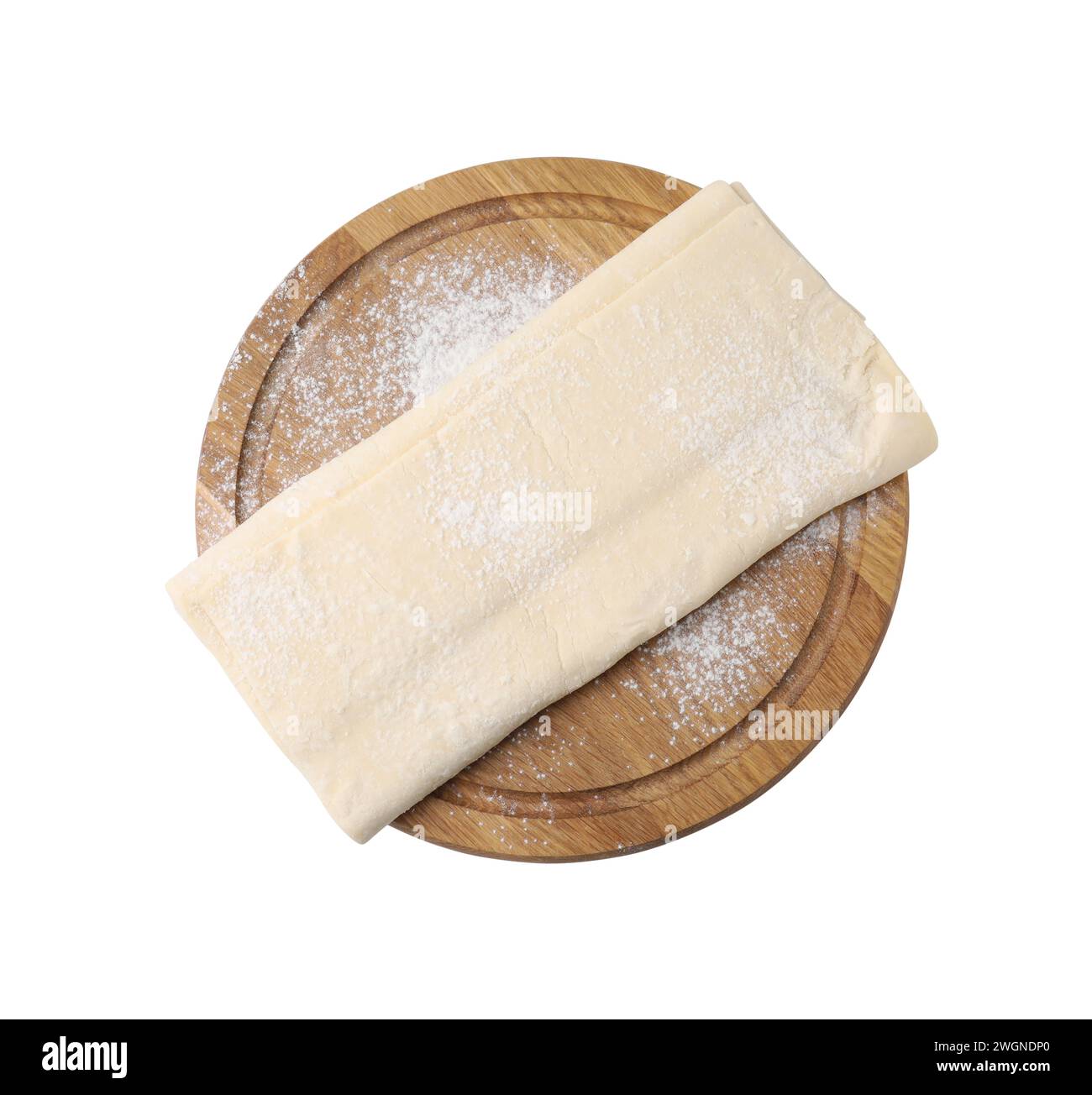 Raw puff pastry dough isolated on white, top view Stock Photo - Alamy