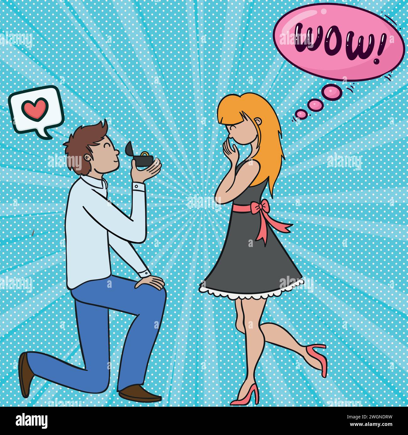 Marriage couple Valentines day pop art style Stock Vector Image & Art ...