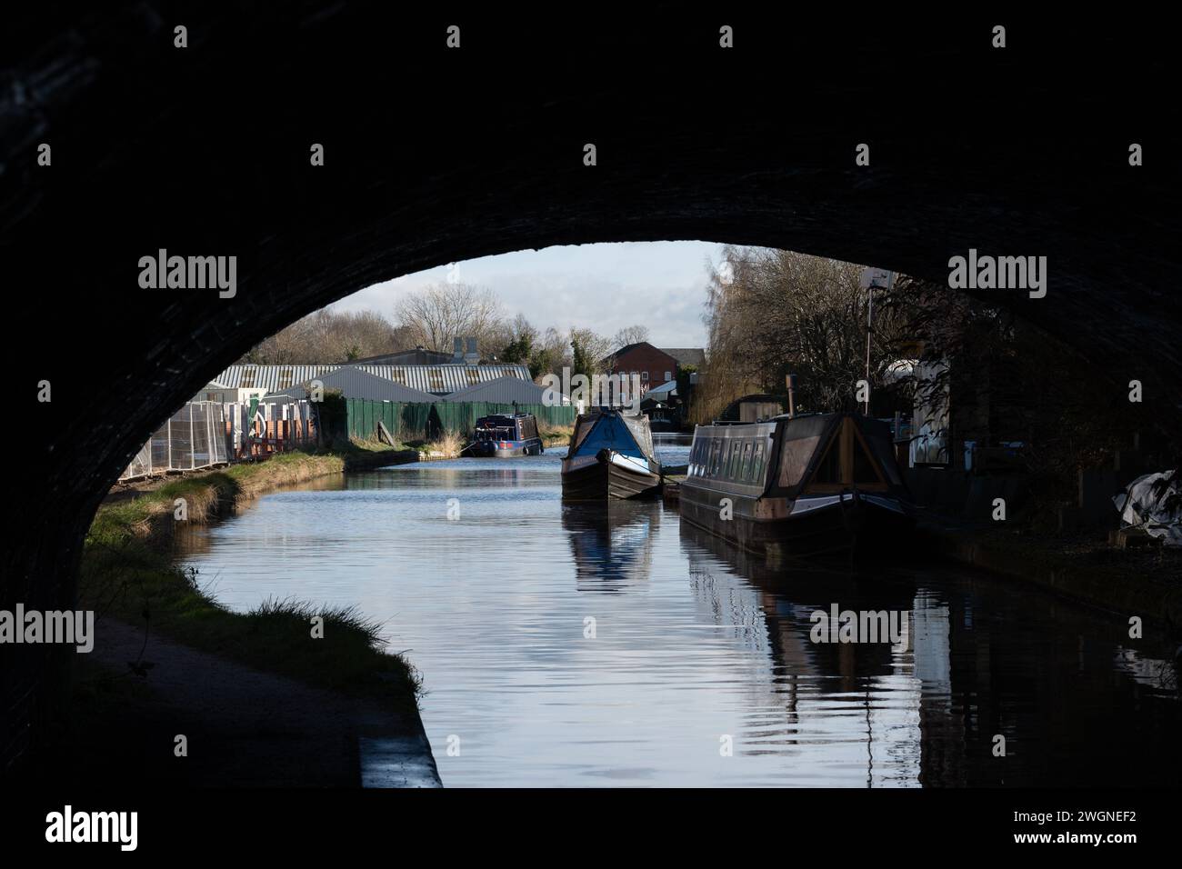 The Grand Union Canal in winter seen under Coventry Road bridge ...