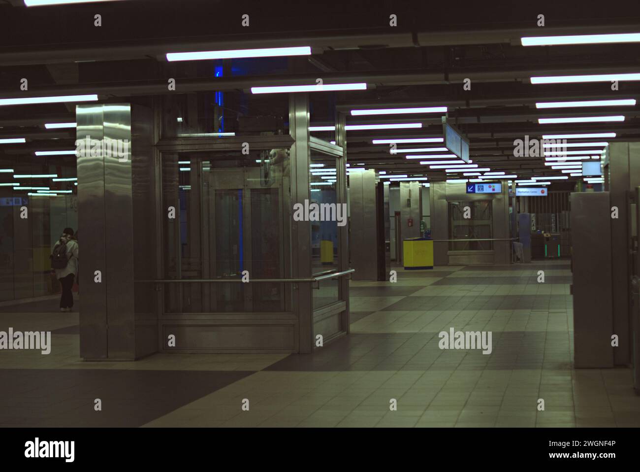 Brussels, Belgium. 5 February 2024. Interior of Brussels metro station ...