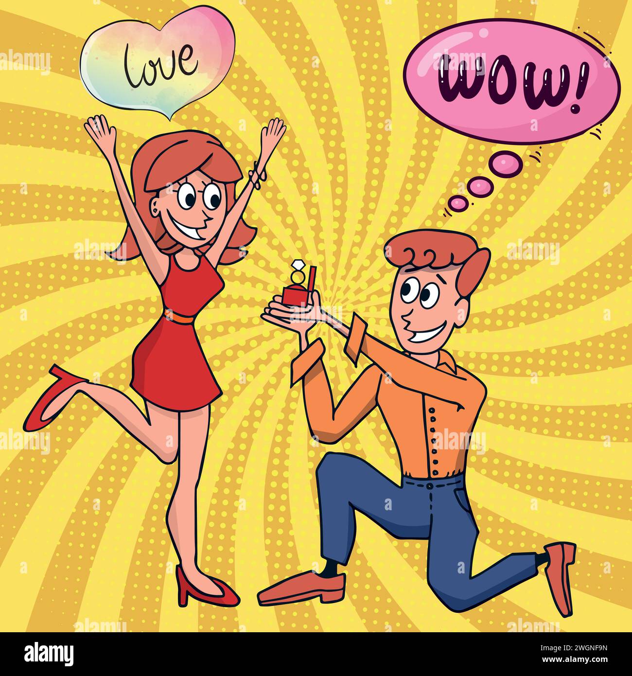 Marriage couple Valentines day pop art style Stock Vector Image & Art ...