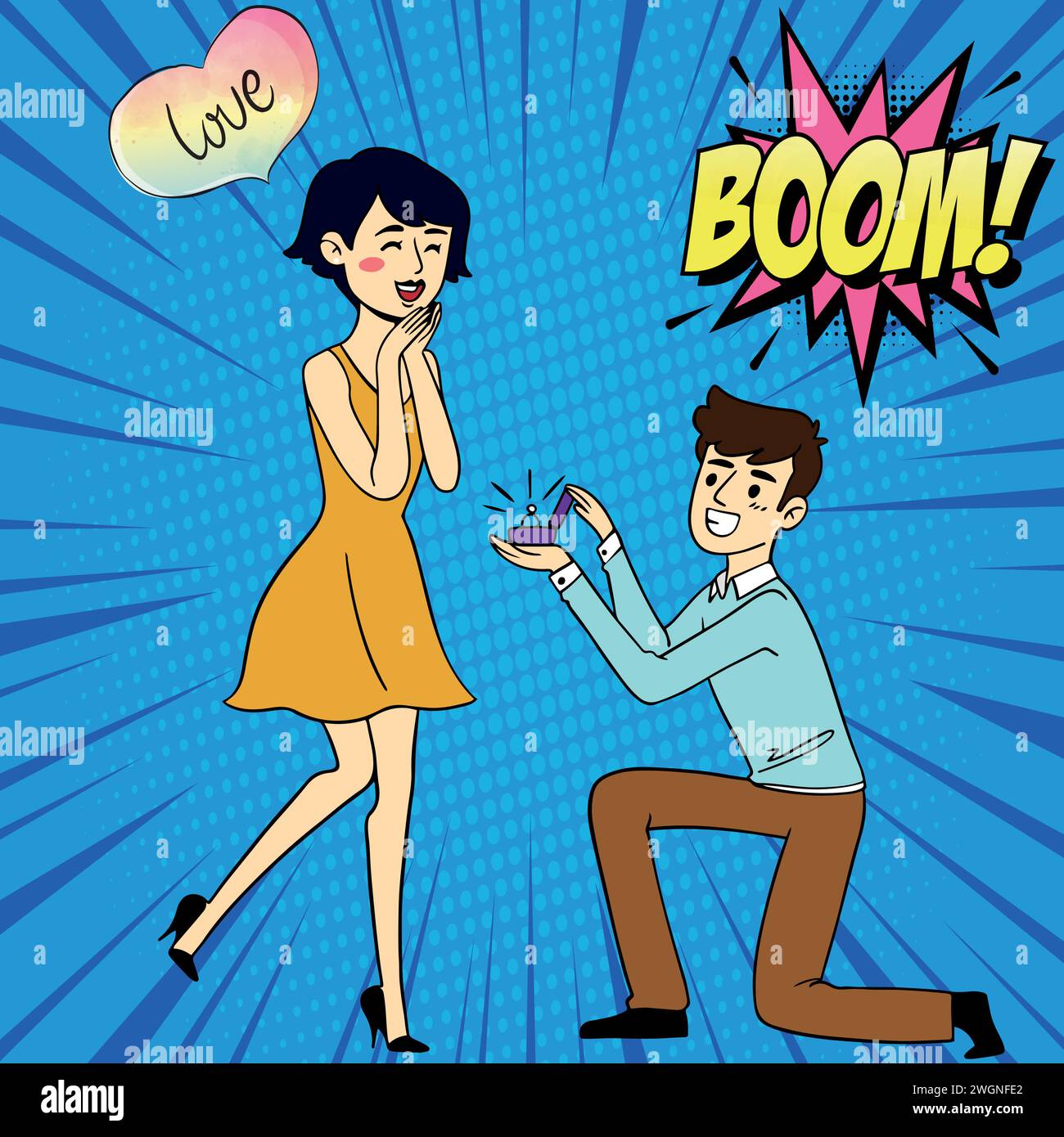 Marriage couple Valentines day pop art style Stock Vector Image & Art ...