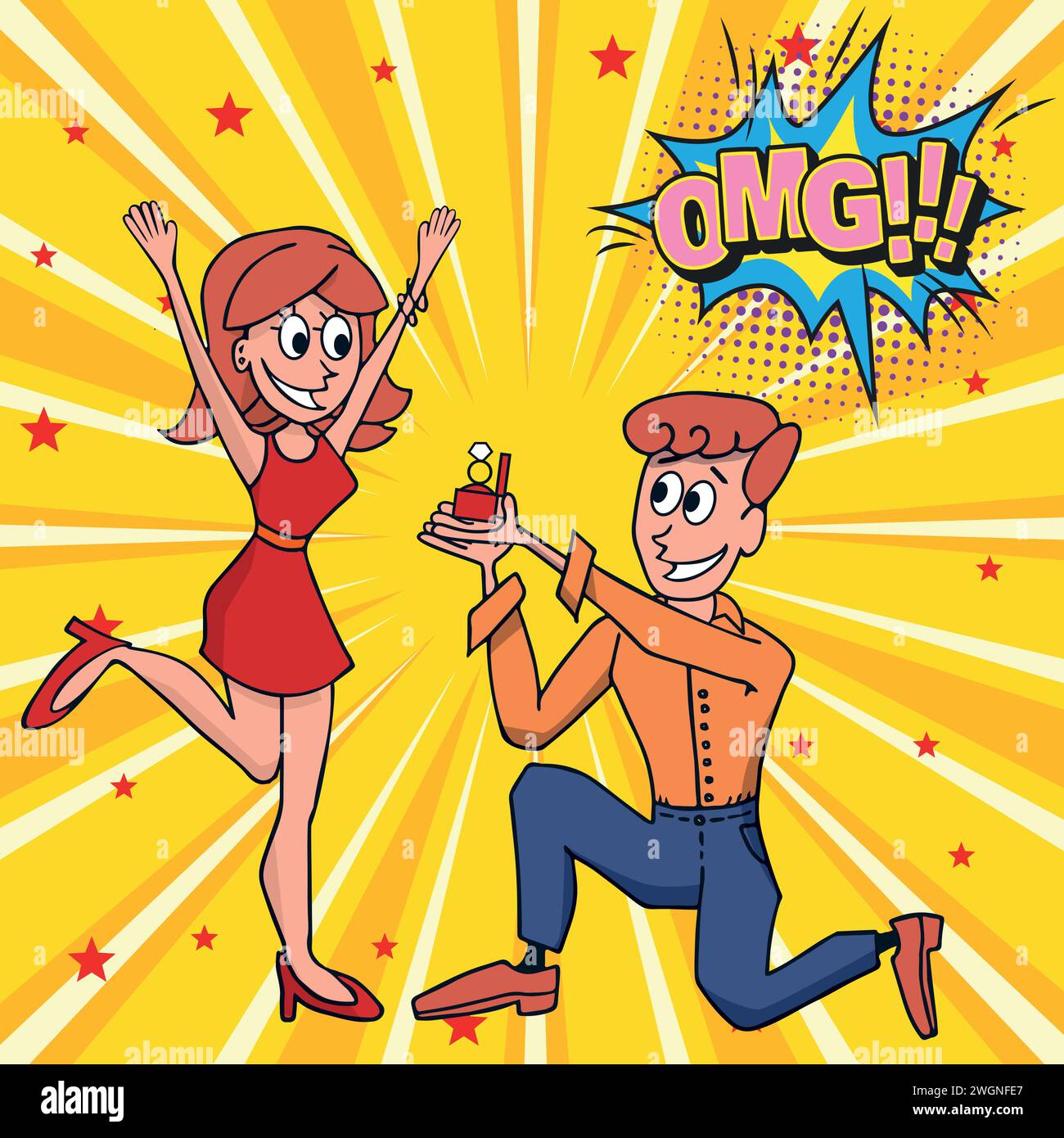 Marriage couple Valentines day pop art style Stock Vector Image & Art ...