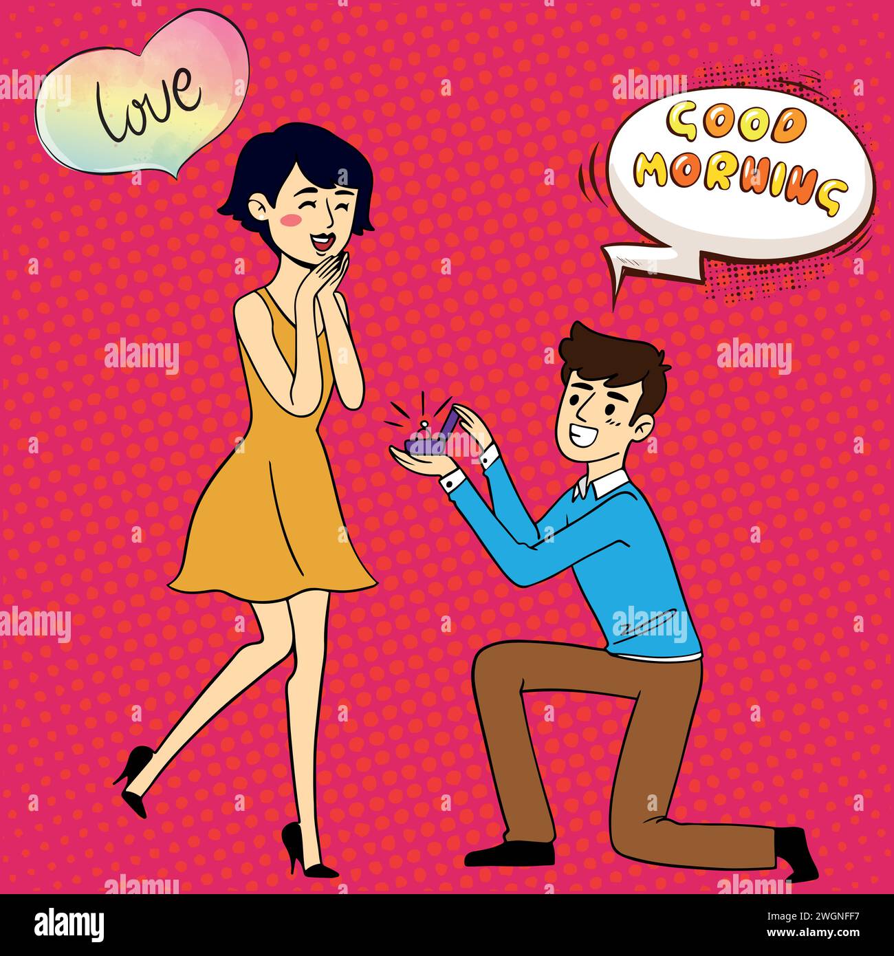 Marriage couple Valentines day pop art style Stock Vector Image & Art ...