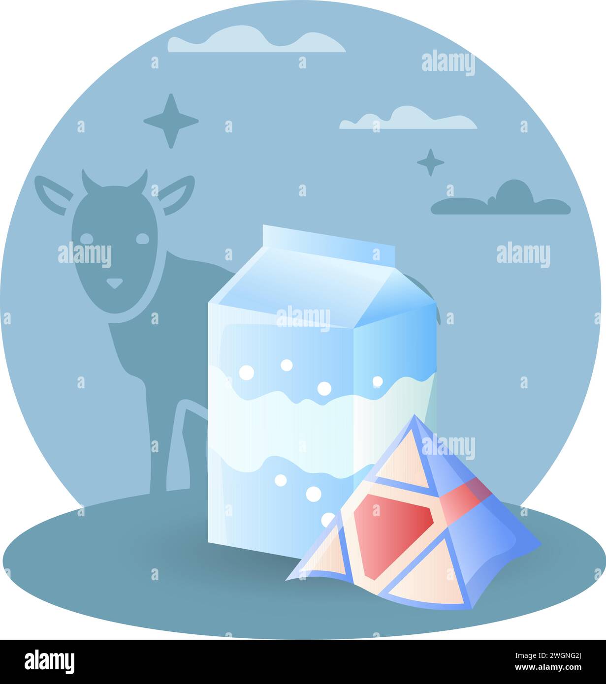 Milk illustration. Triangle, package, cardboard, diary. Editable vector ...
