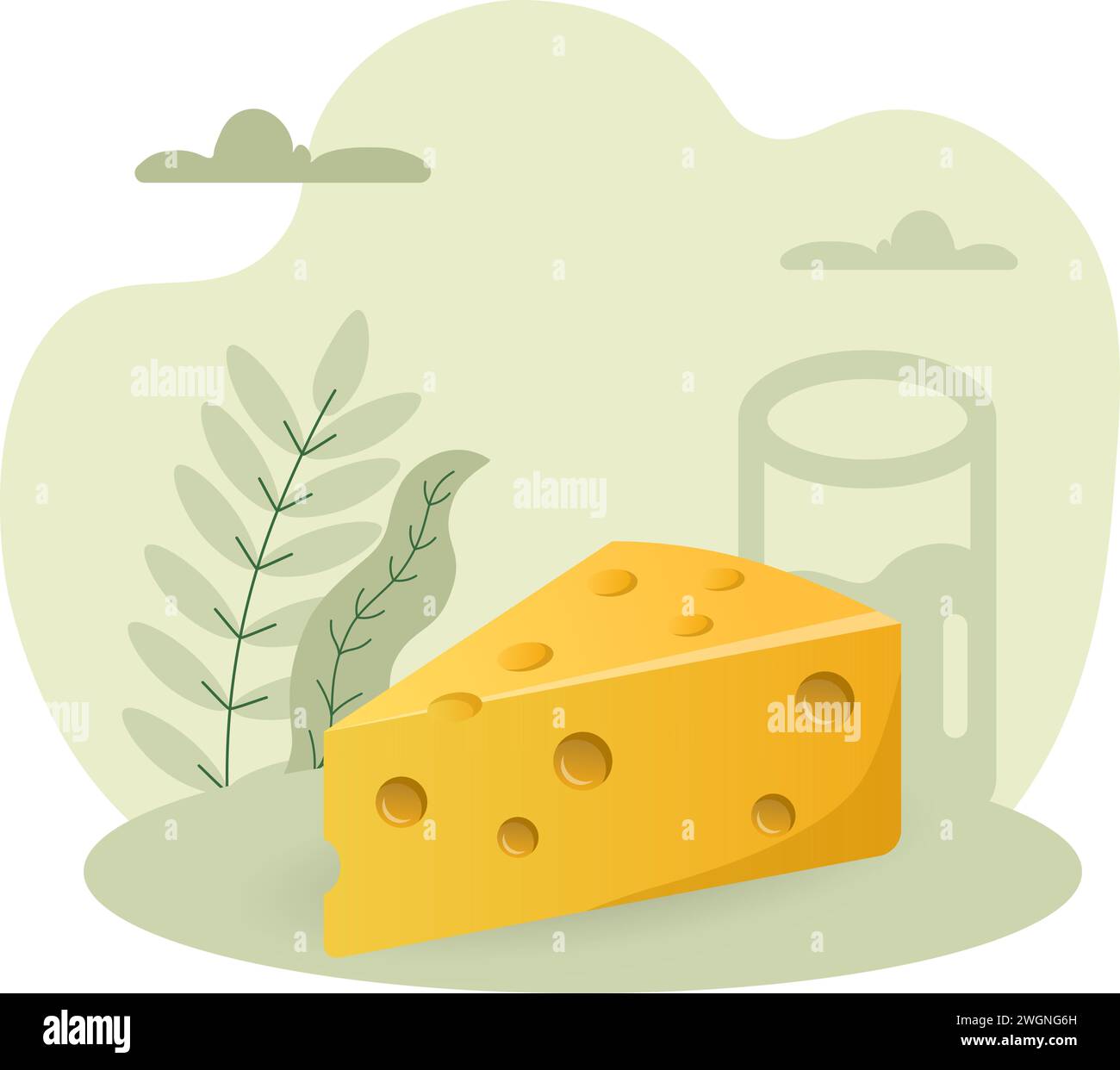 Cheese illustration. Holes, triangle, product, piece, dairy. Editable ...