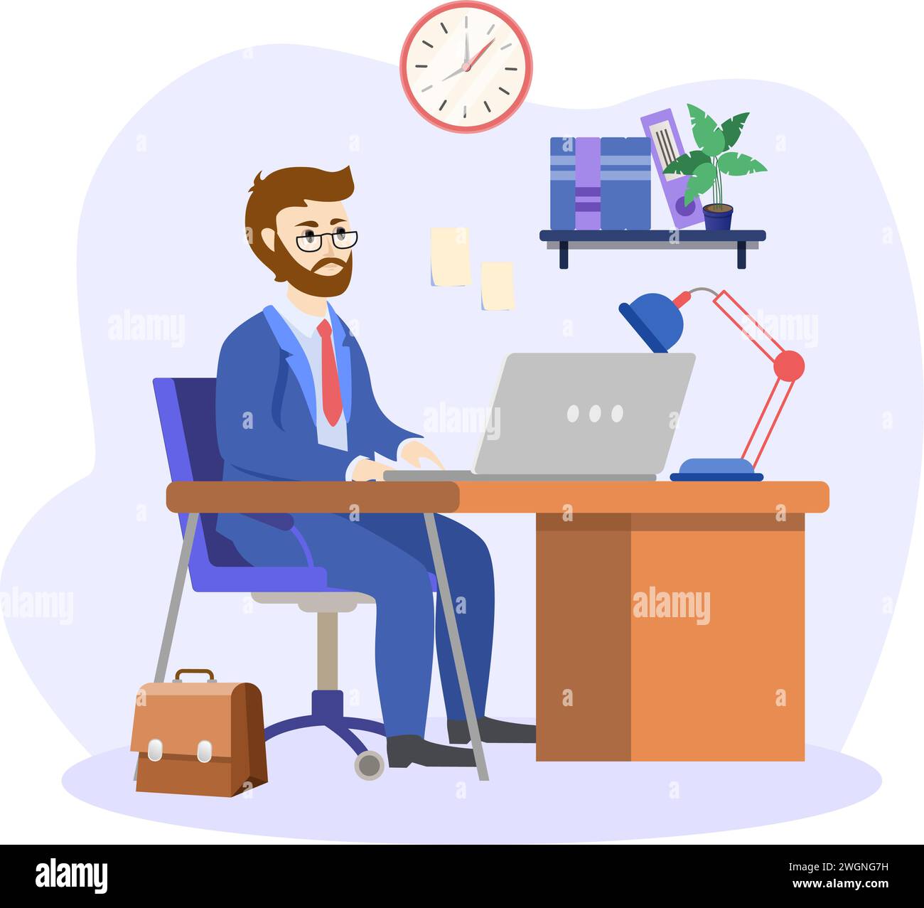 Boss illustration. Director office. Interior businessman sitting at the ...