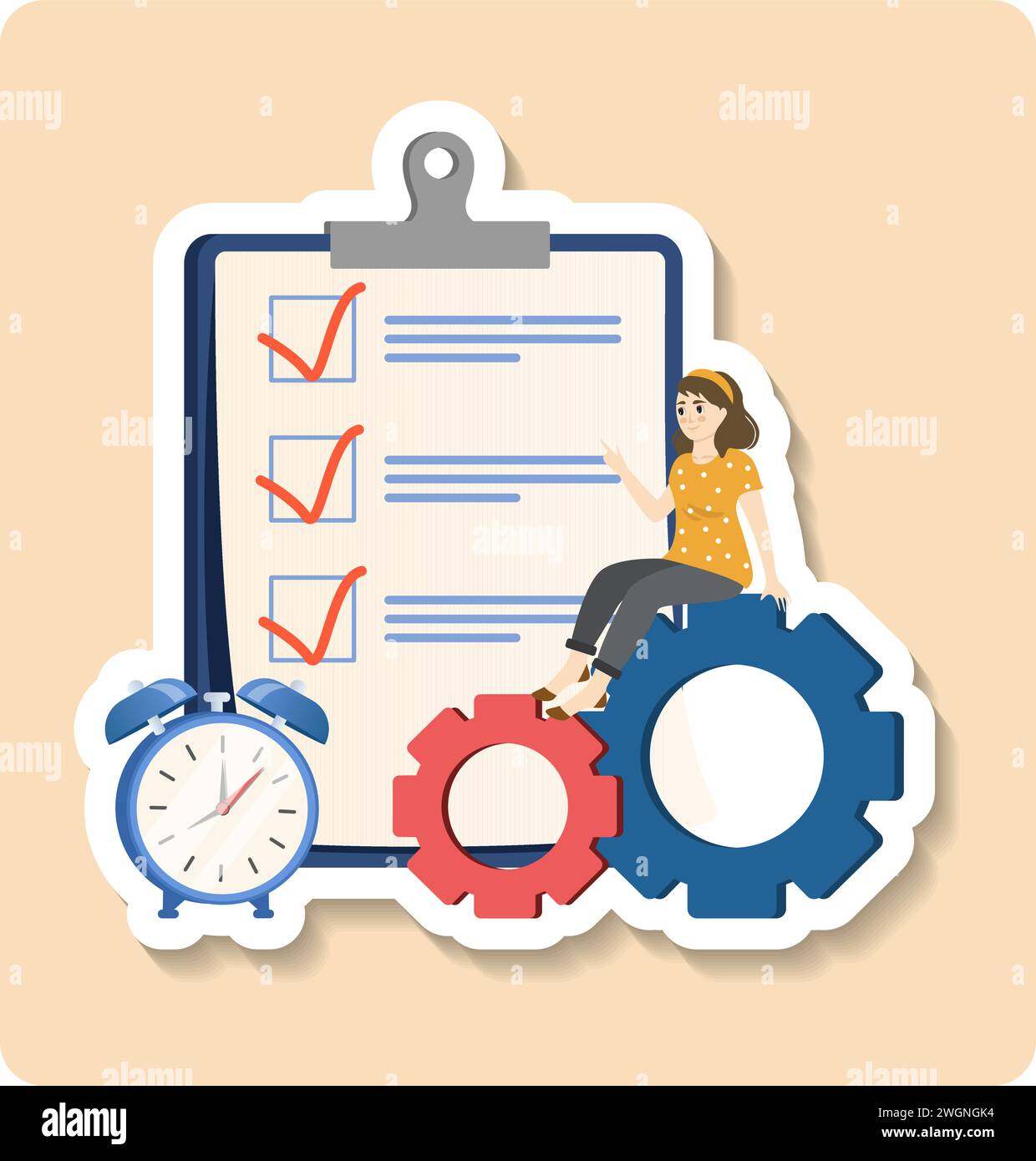 Responsibility sticker illustration. Checklist for work completion ...